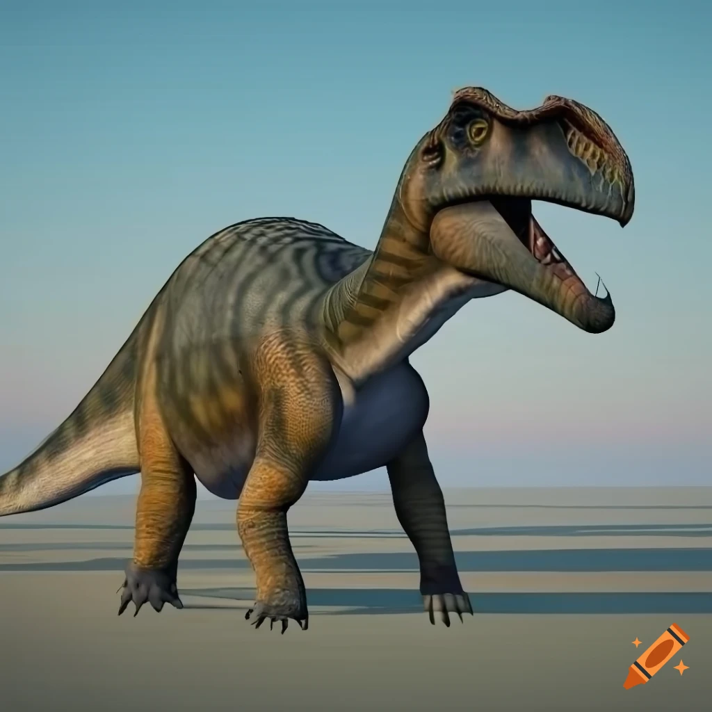 Hefty Hadrosaurus dinosaur in its natural prehistoric environment on ...