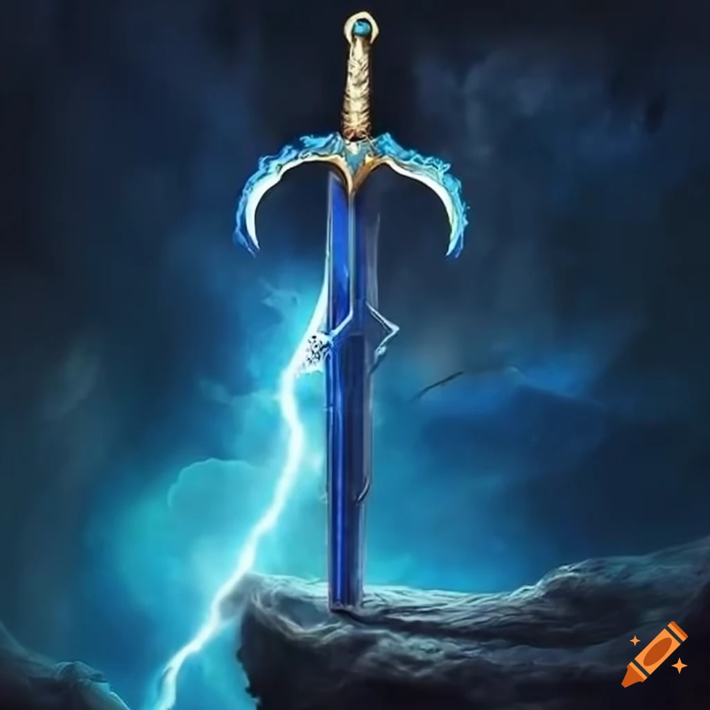 Epic fantasy book cover with a sword piercing through metal and blue ...