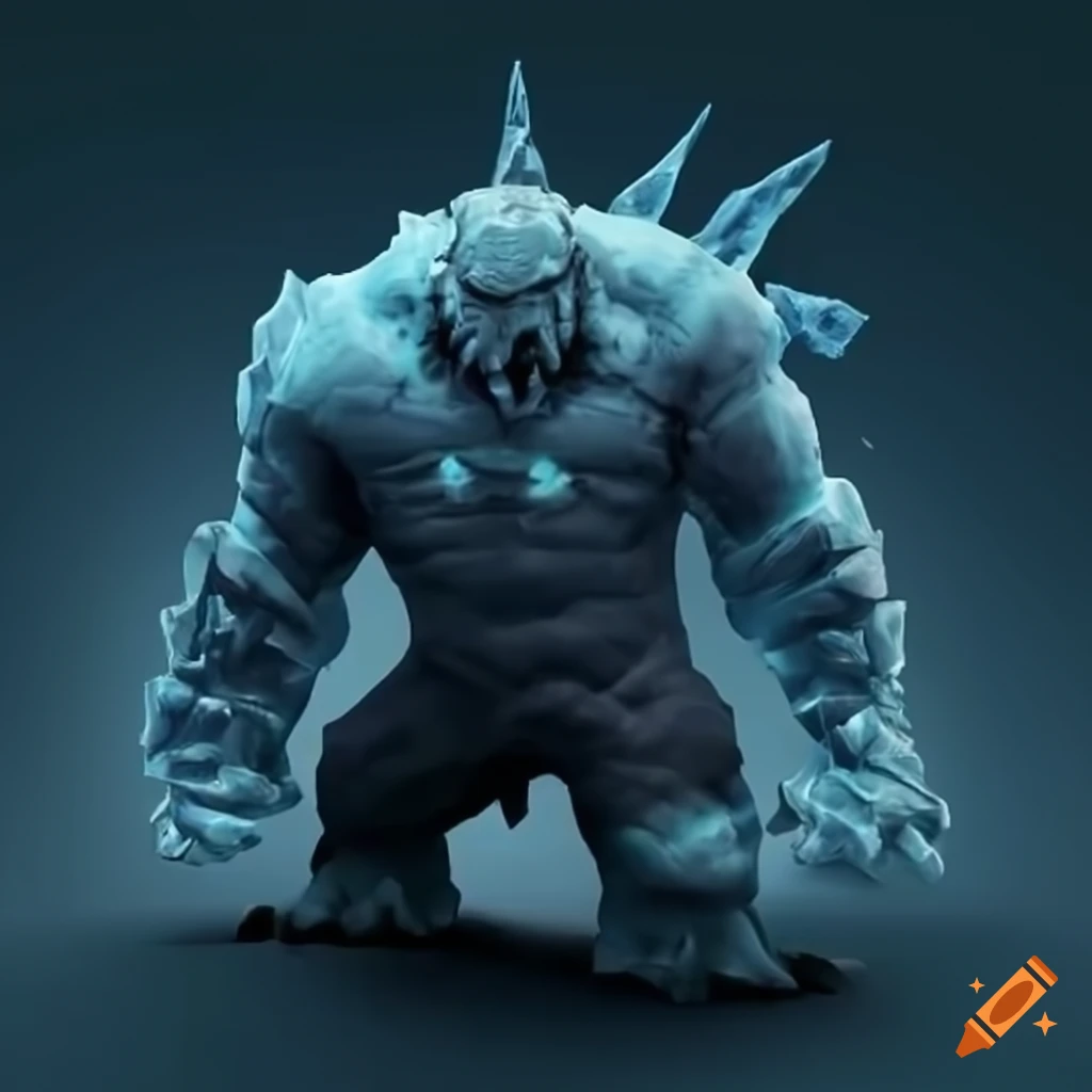 Angry ice golem on Craiyon