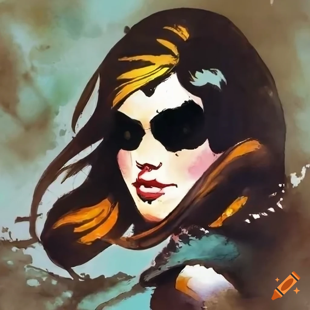 Female figure in pencil and watercolor with ink washes and fine lines ...