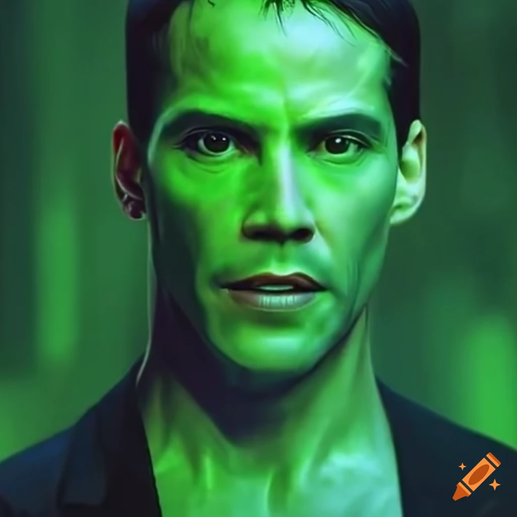 Man in the matrix with green 0 and 1 on Craiyon