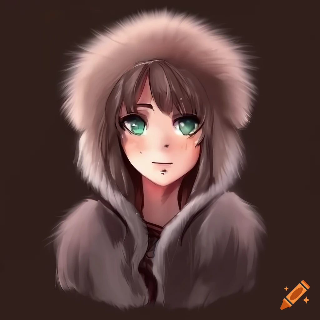 Live2d style artwork featuring various fur textures and hooded coat on ...