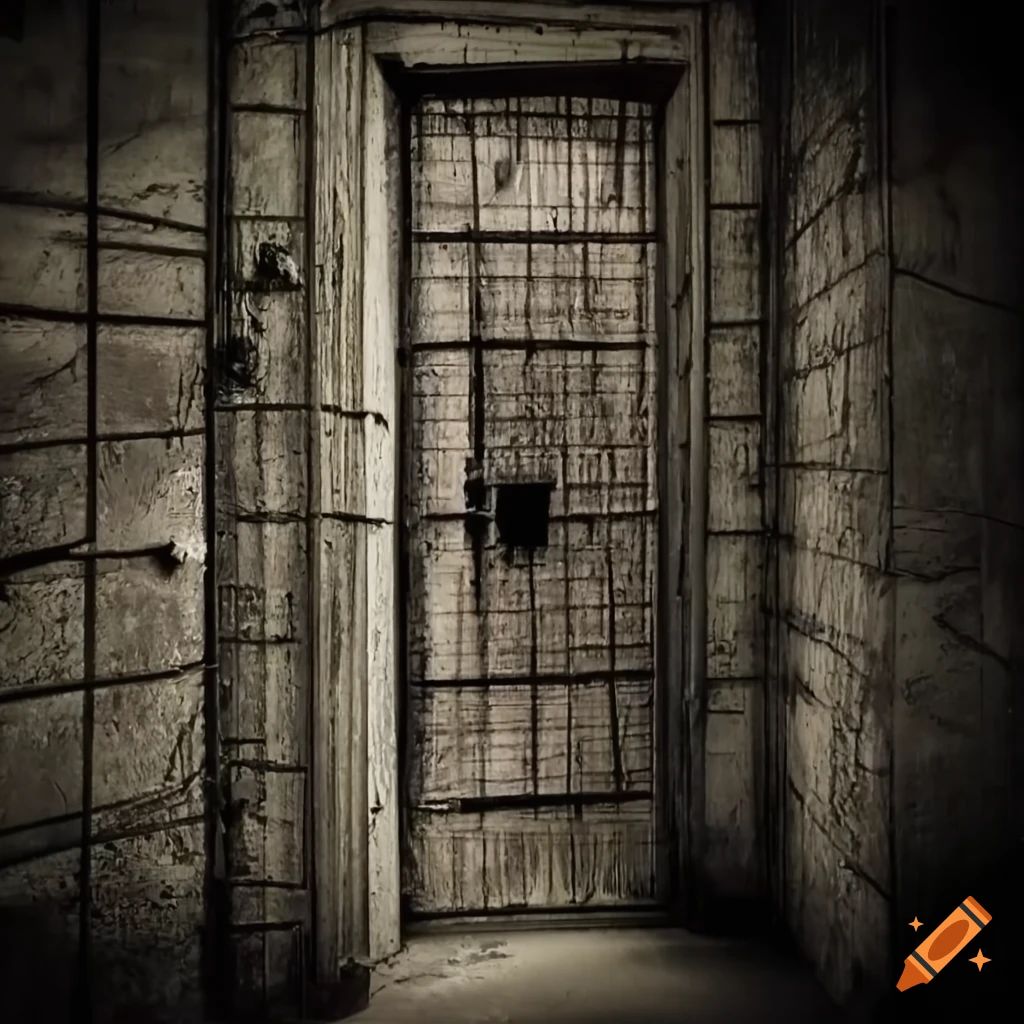 Barred door of a prison cell on Craiyon