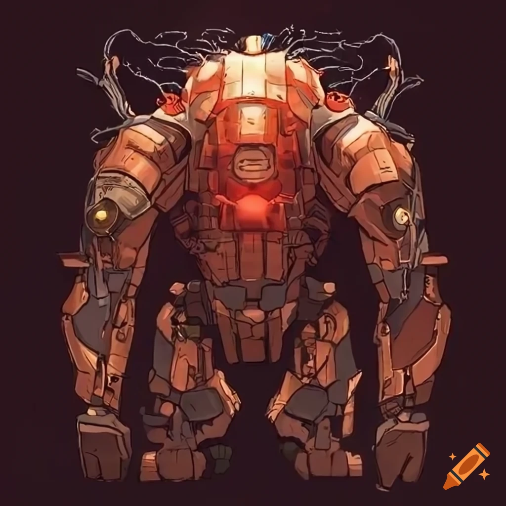 Graphic novel cover with mech illustration on Craiyon