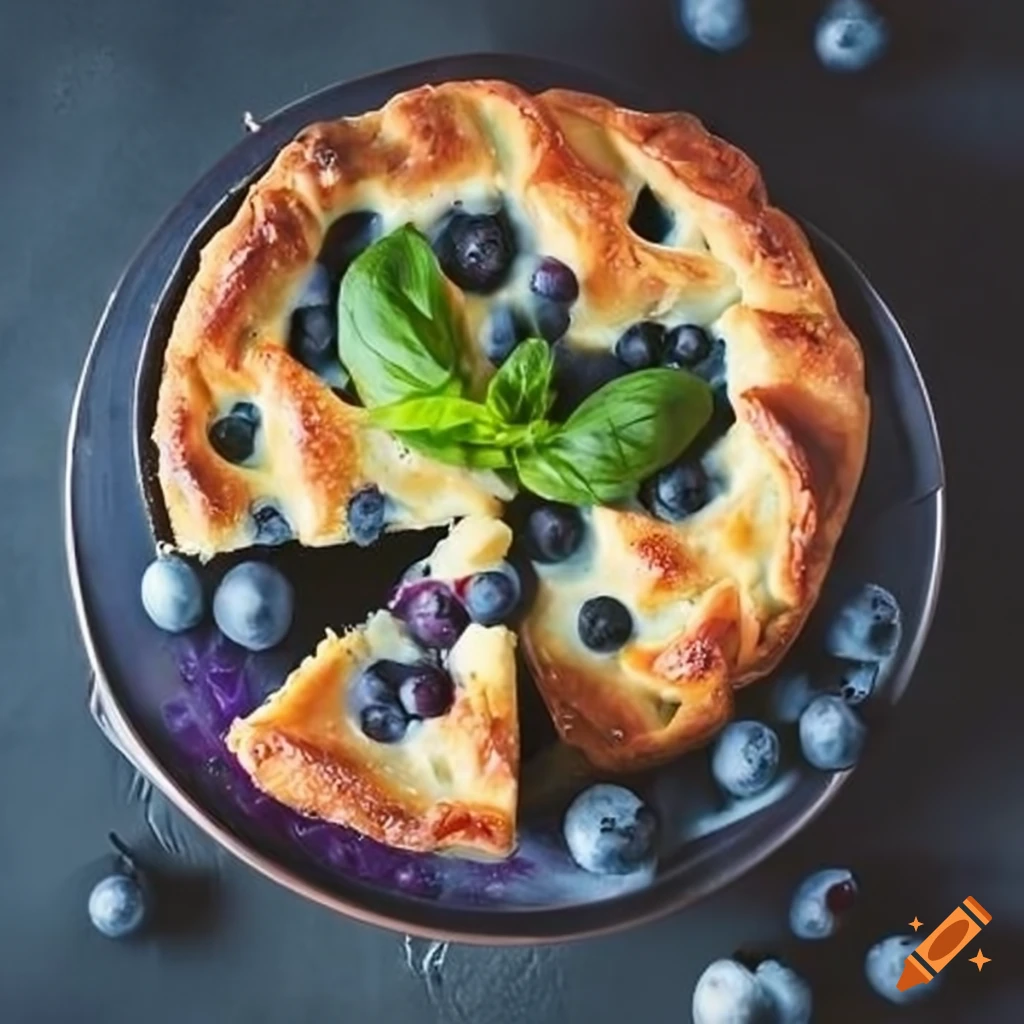 Blueberry, basil and goat cheese pie on Craiyon