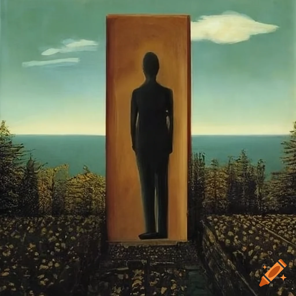 Garden maze painting by Rene Magritte on Craiyon