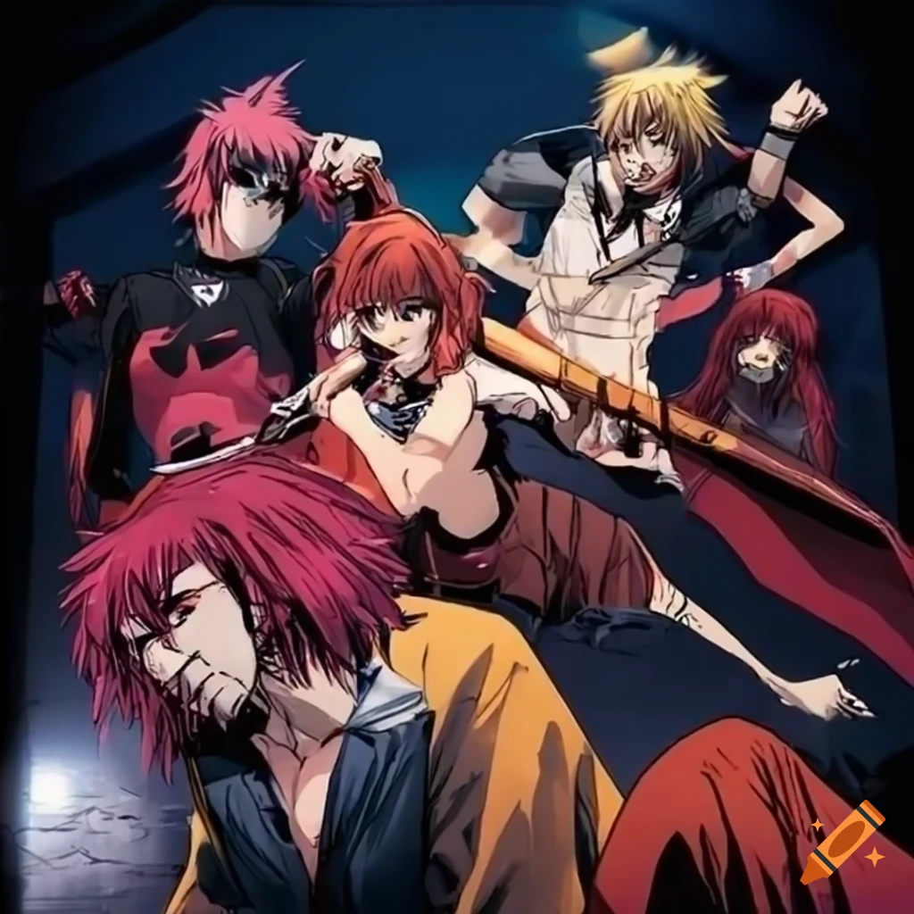 Comic book and anime characters at a rock concert on Craiyon