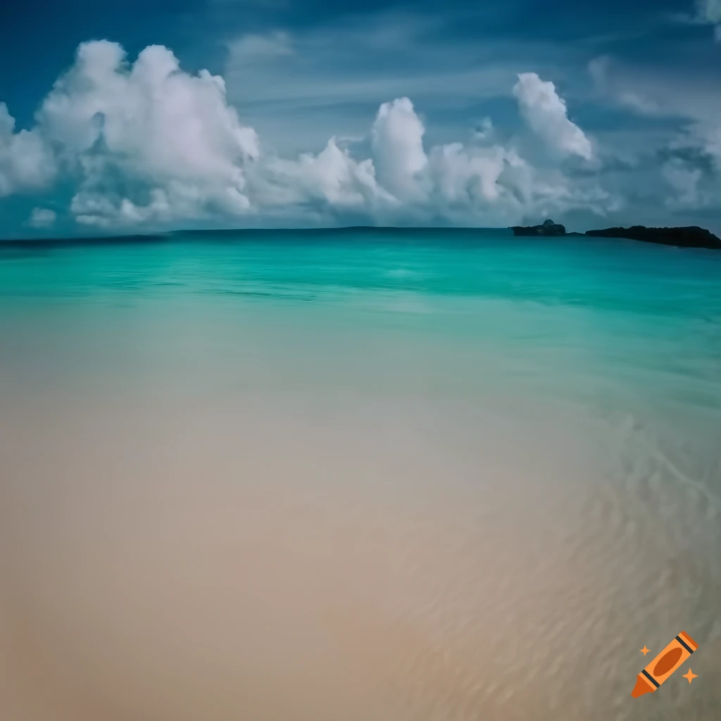 Vivid caribbean beach with bright bold colors and crystal clear waters ...