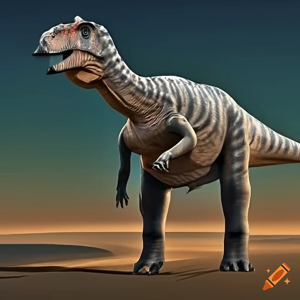 Colorful Hadrosaurus dinosaur in its prehistoric environment on Craiyon