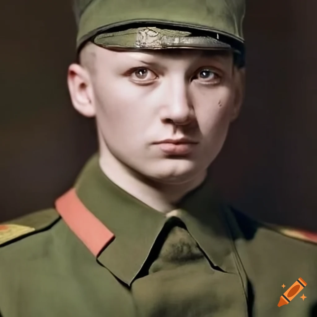 Close-up of a russian soldier's face in uniform on Craiyon