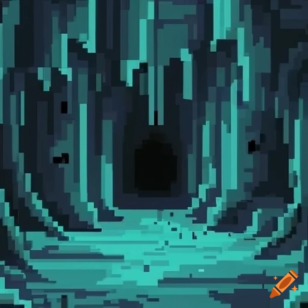 Snes pixel art style first person perspective cave on Craiyon