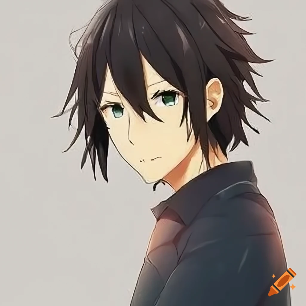 Izumi miyamura character from horimiya with black eyes on Craiyon