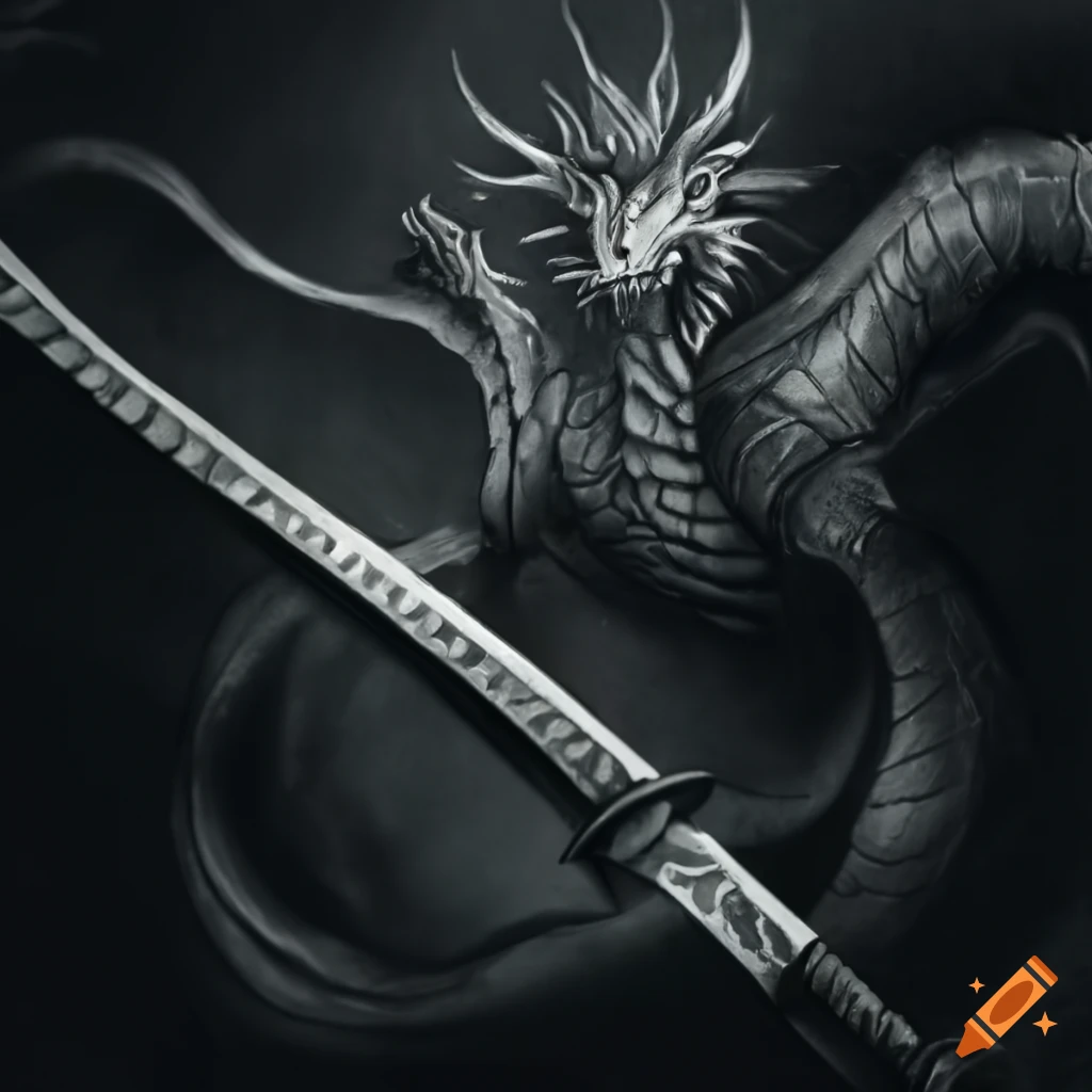 Katana with dragon design in sheath on Craiyon