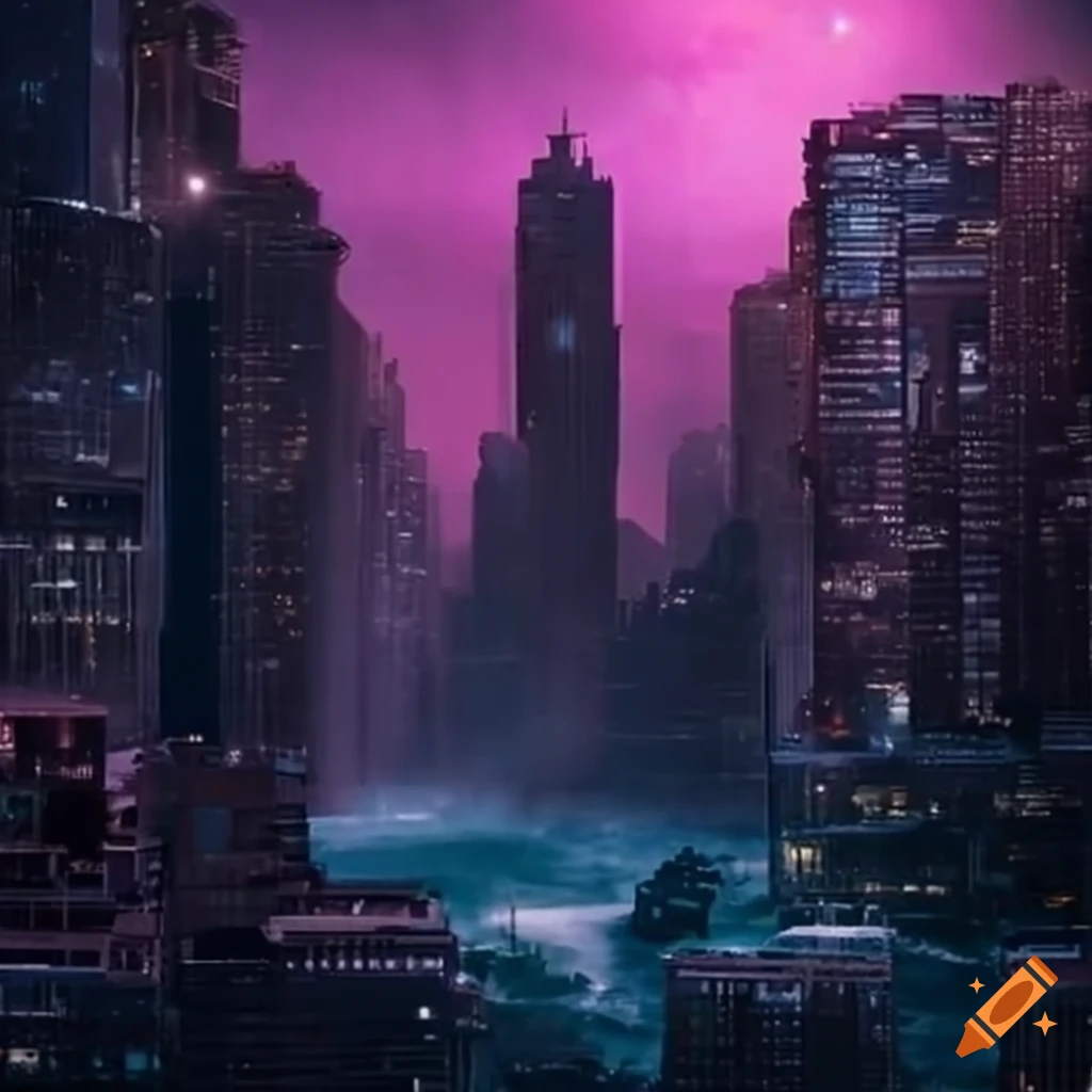 Post-apocalyptic Sydney city covered by cosmic slime during alien ...