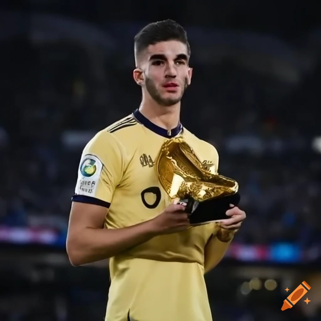 Ferran torres receiving the golden boot on Craiyon