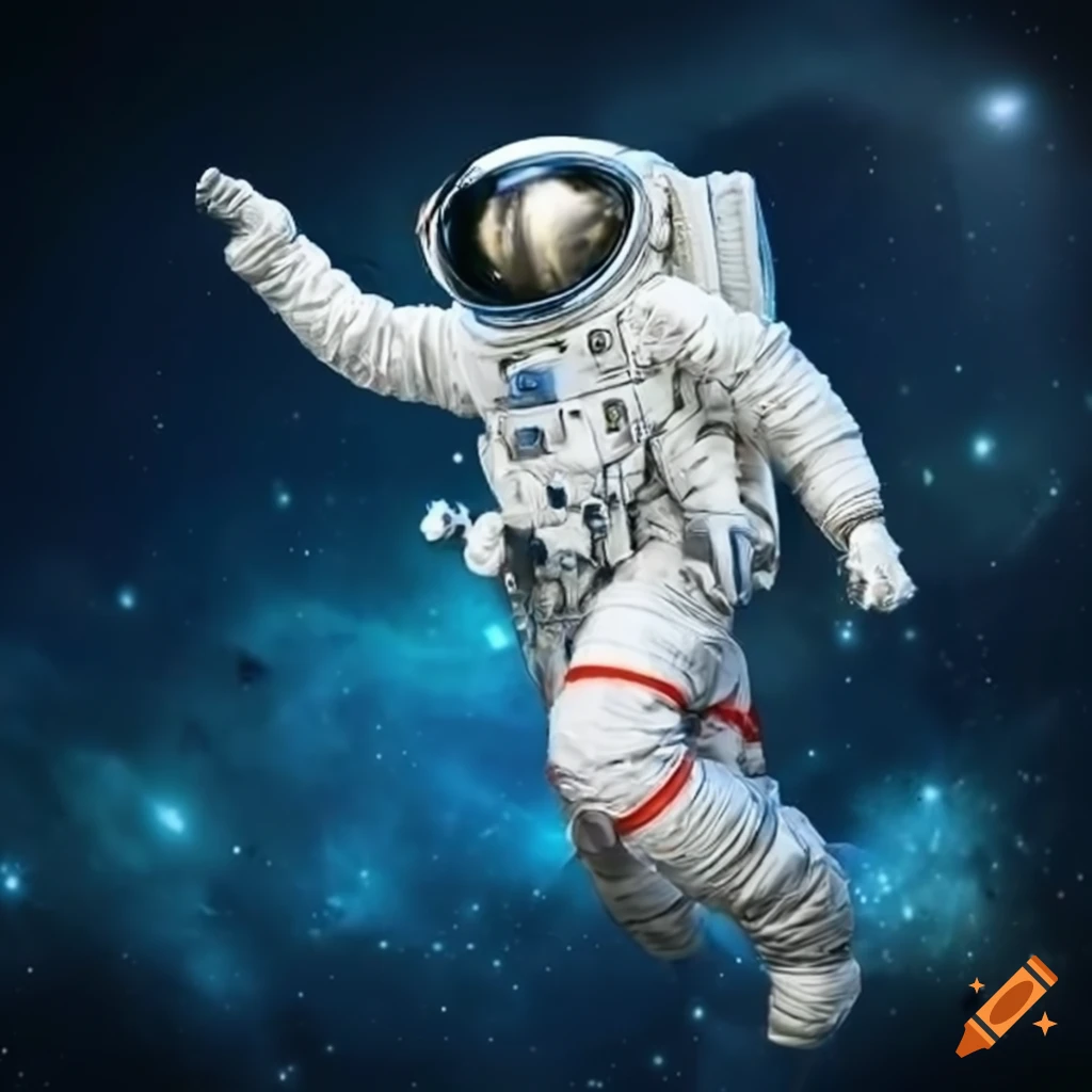 Astronaut in various positions in outer space on Craiyon