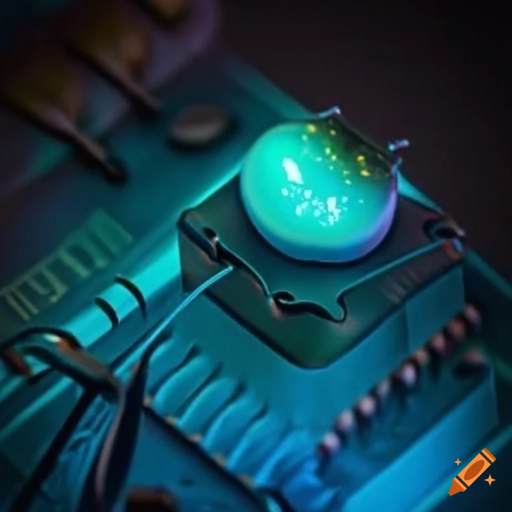 Brightly glowing capacitor in an electrical circuit on Craiyon