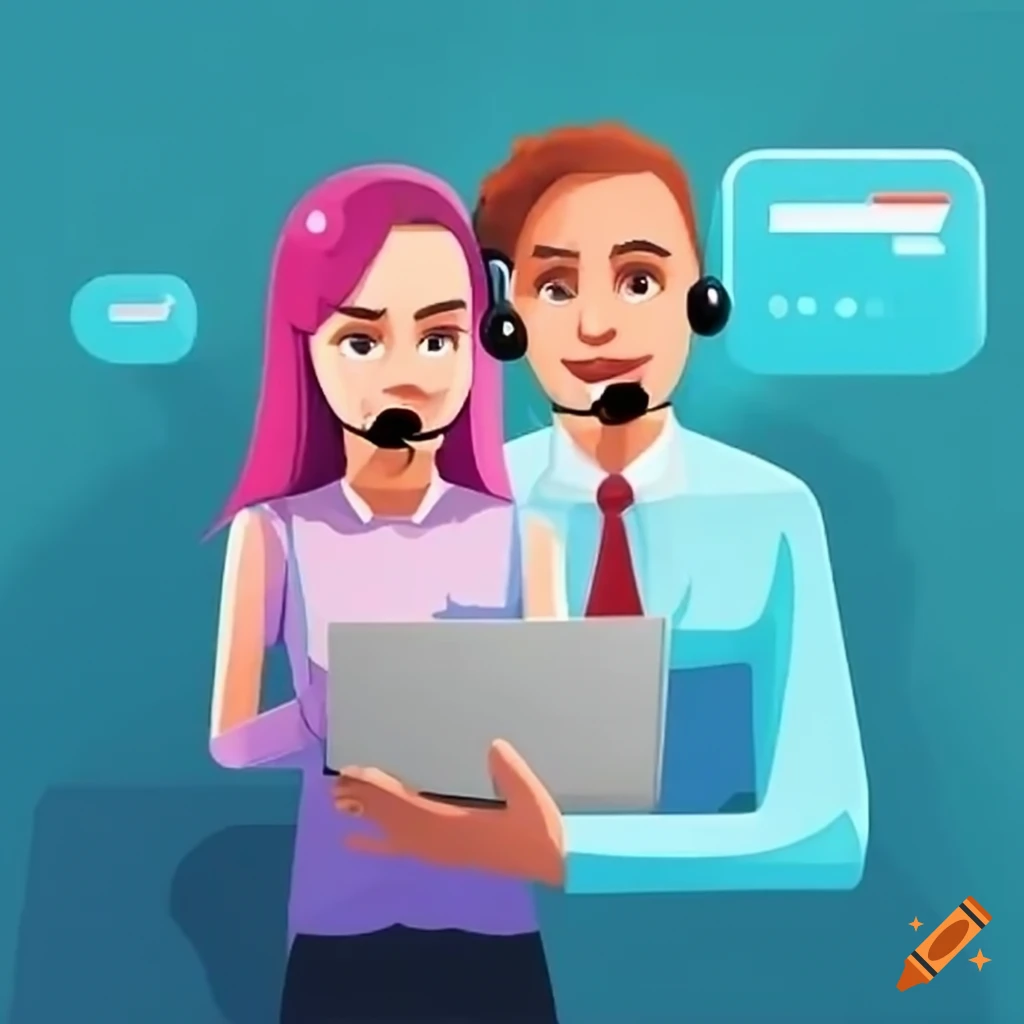 Friends working in a call center on Craiyon