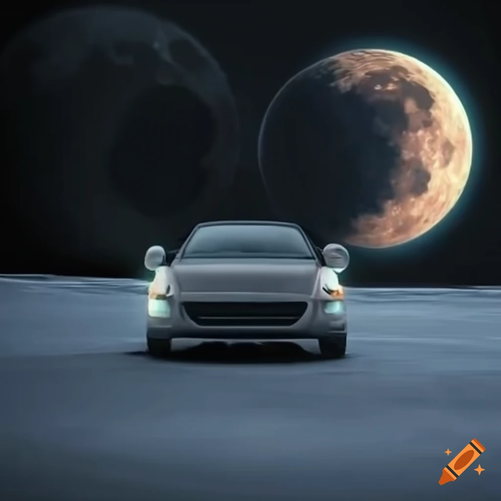 Car speeding on the moon on Craiyon