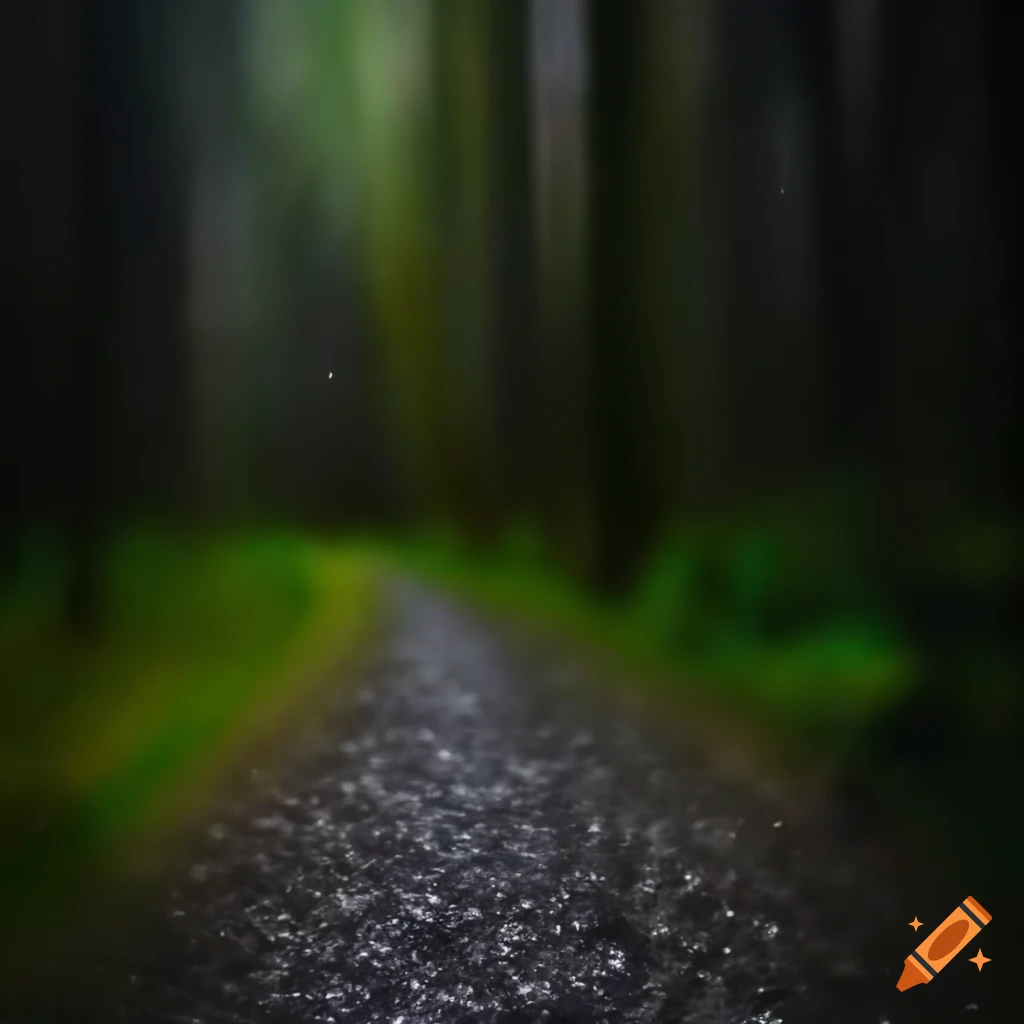 Two paths diverging in the woods under a starry night sky on Craiyon