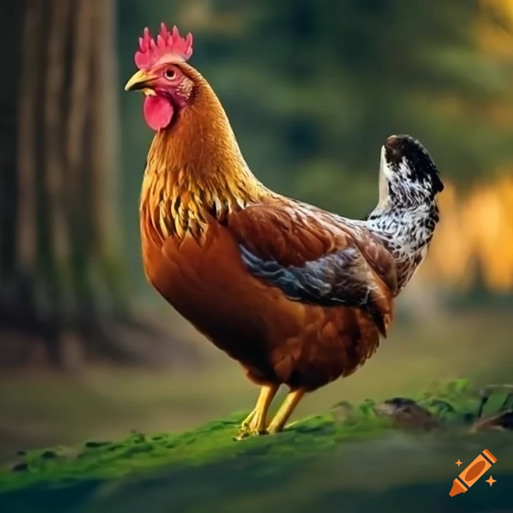 Chicken in the forest on Craiyon