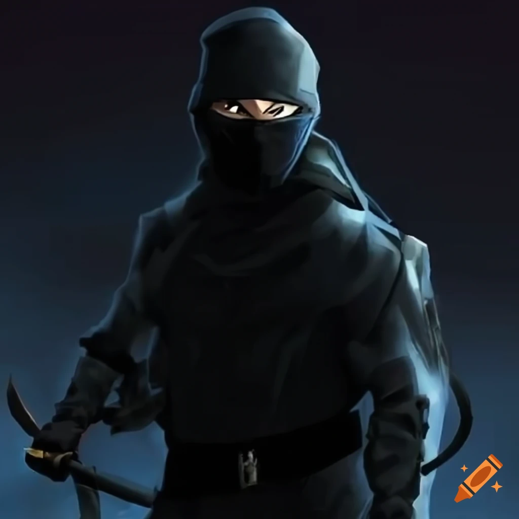 Black ninja in action on Craiyon