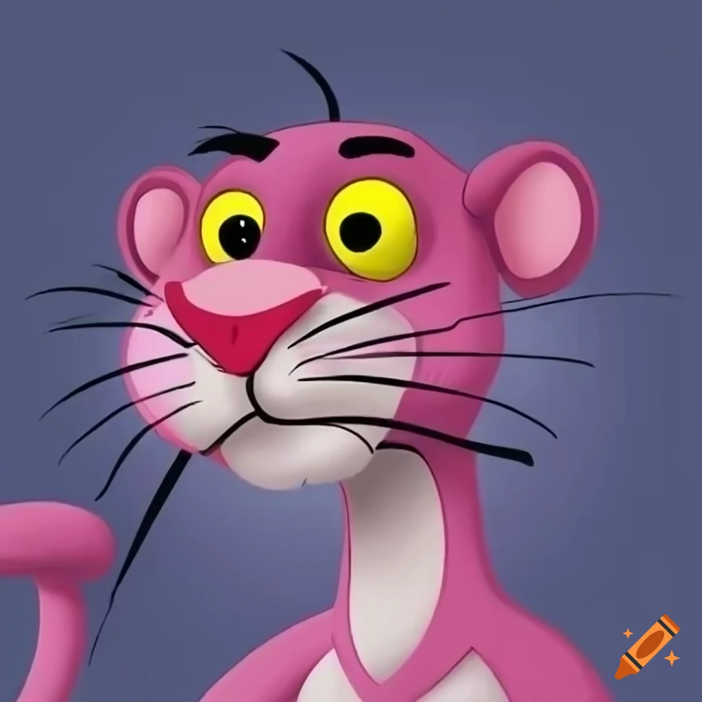 La pantera rosa cartoon character roaring aggressively on Craiyon