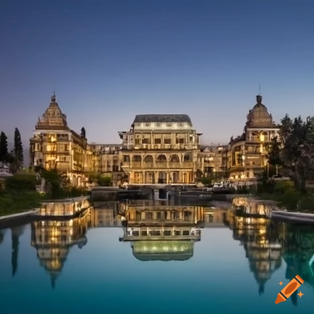 Outside view of a luxury hotel building on Craiyon