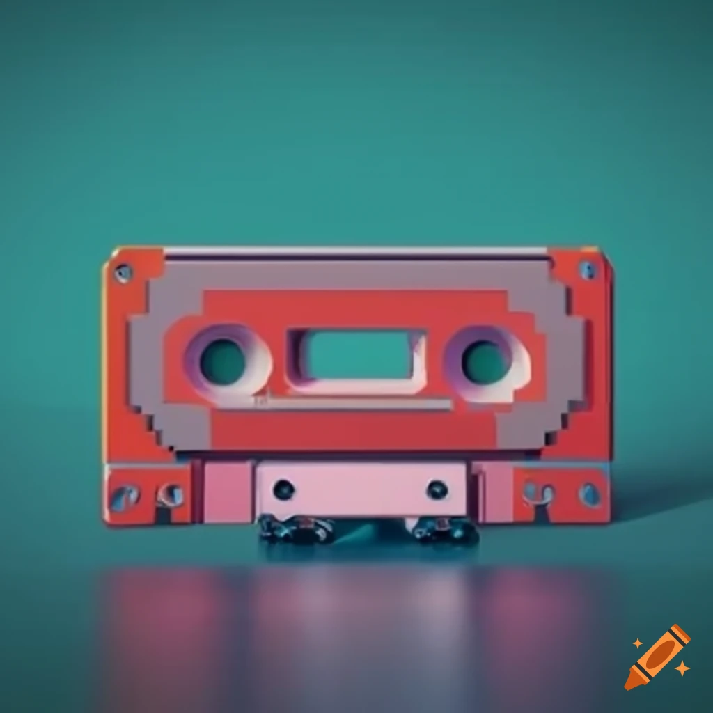 Retro cassette tape for 8-bit computers in a game room on Craiyon