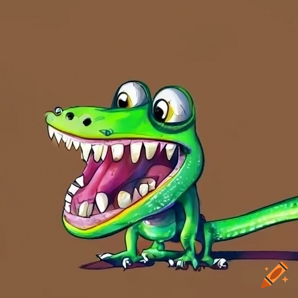 Cartoon lizard screaming on Craiyon