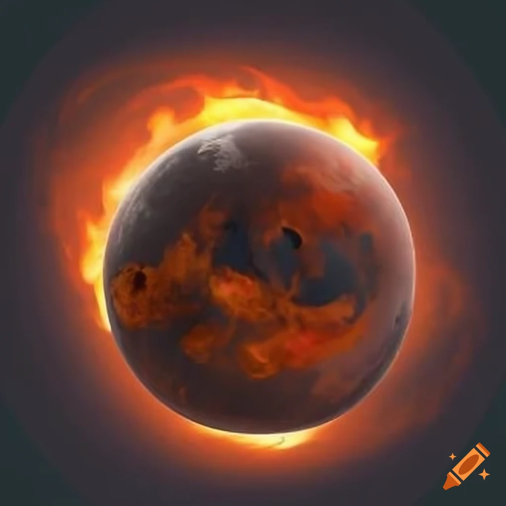 Orange planet with fiery atmosphere on Craiyon