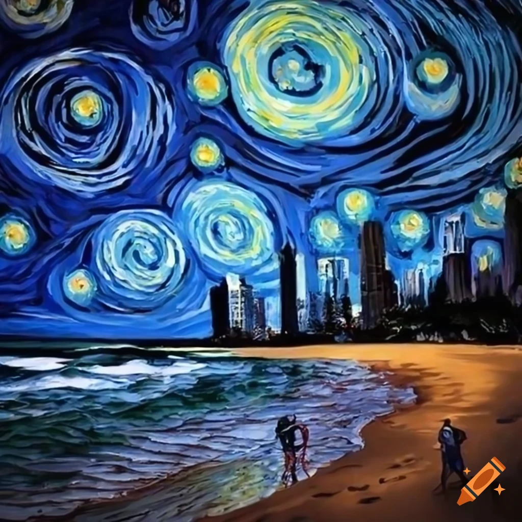 Australian gold coast in the style of van gogh's starry night on Craiyon