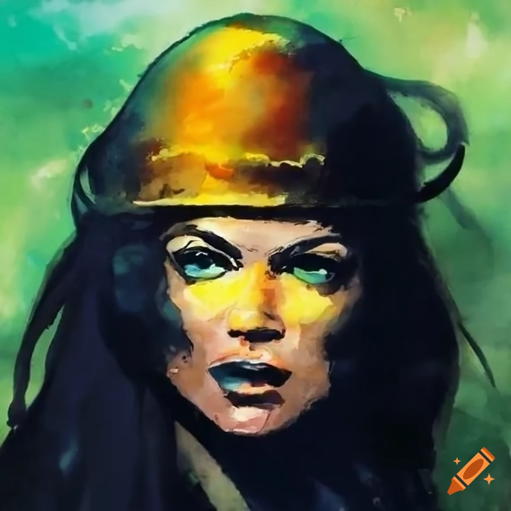 Female figure in pencil and watercolor with ink washes and fine lines ...