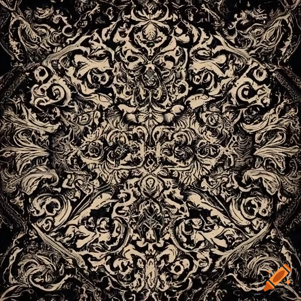 Ornate sword engraving pattern on Craiyon