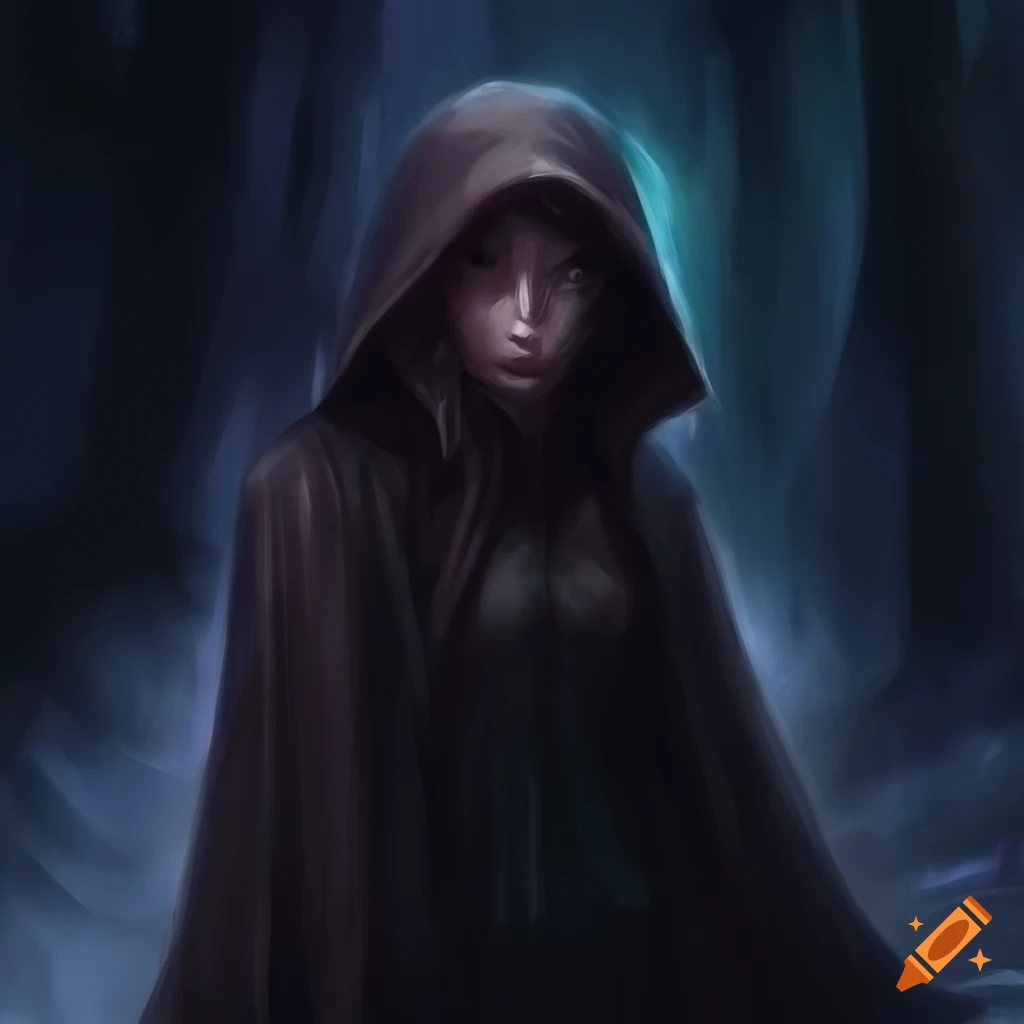 Shadowy cloak in fantasy art on Craiyon
