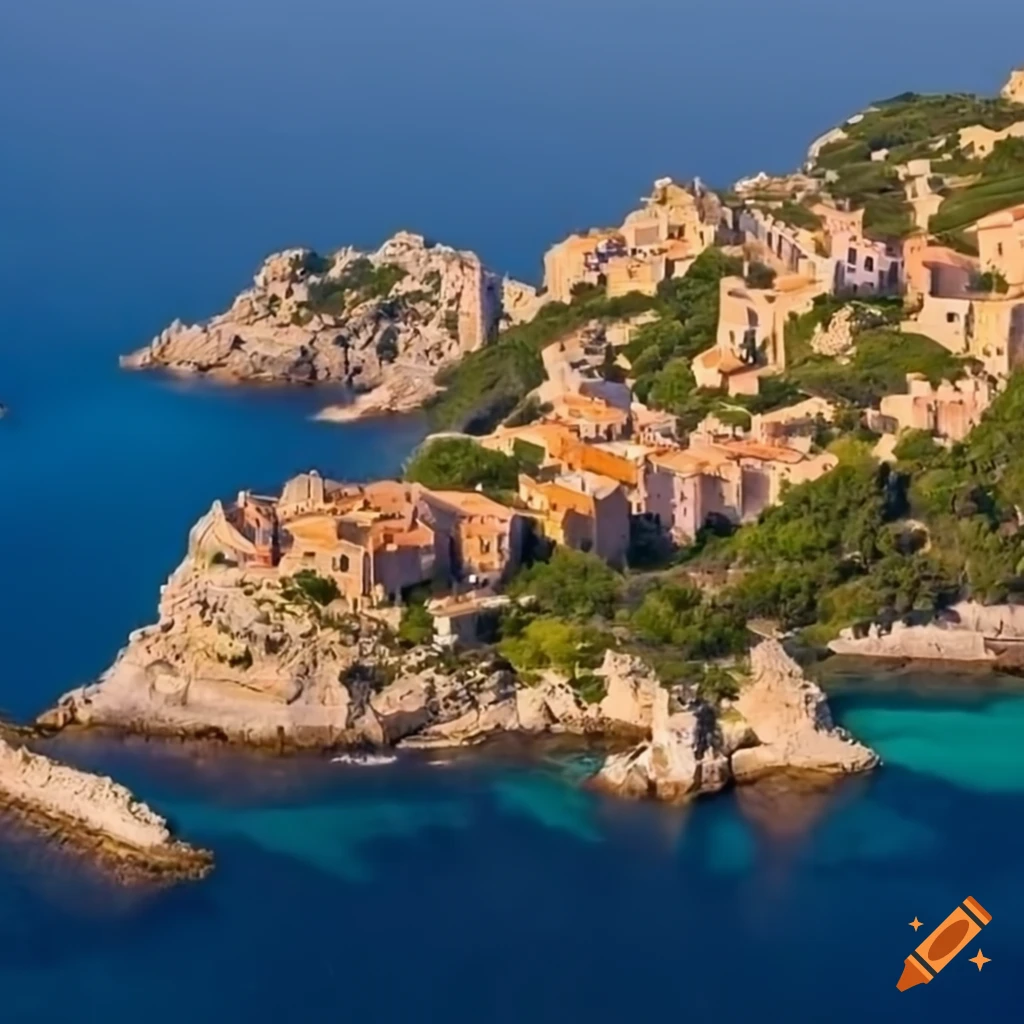 Aerial view of corsica, mediterranean island in france on Craiyon