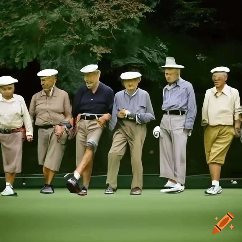 Group of elderly men in golf attire on Craiyon