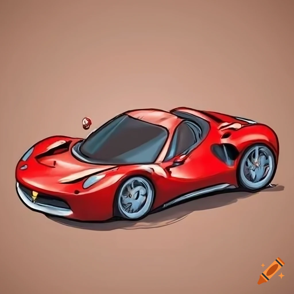 Cartoon ferrari car illustration on Craiyon