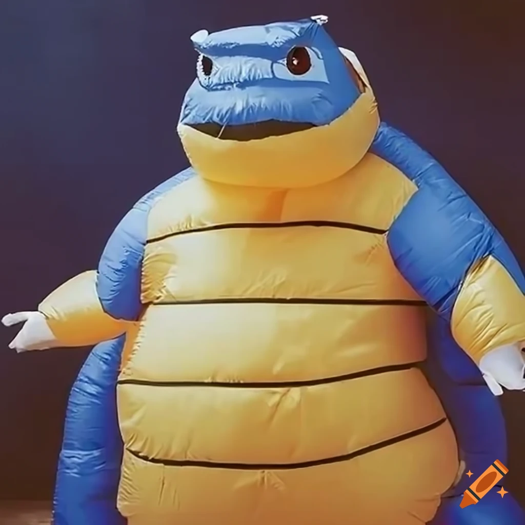 Child in an inflatable blastoise costume on Craiyon
