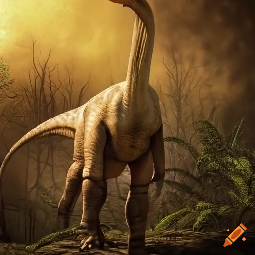 Colorful Hadrosaurus dinosaur in its prehistoric environment on Craiyon