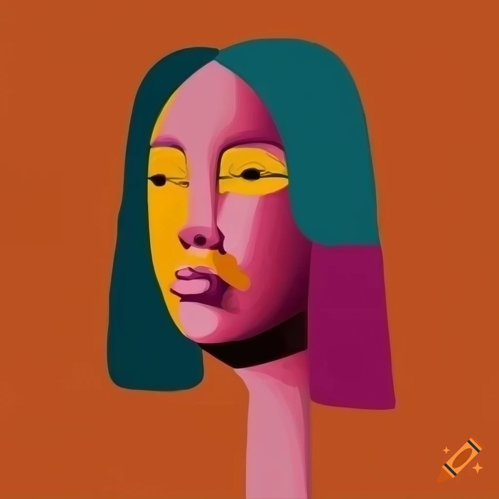 Abstract minimalist cubism portrait in fiona omeenyo style with simple ...
