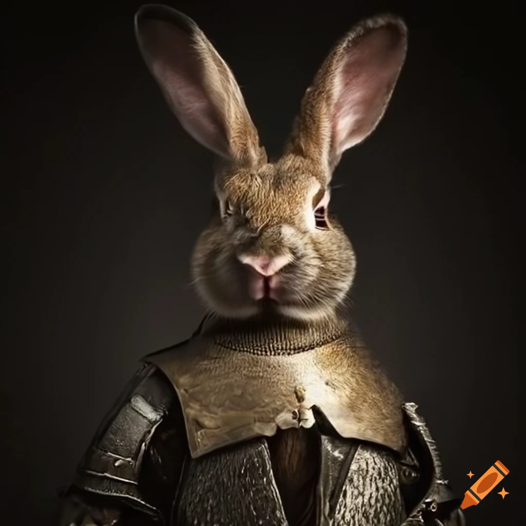 Rabbit dressed in armor on Craiyon