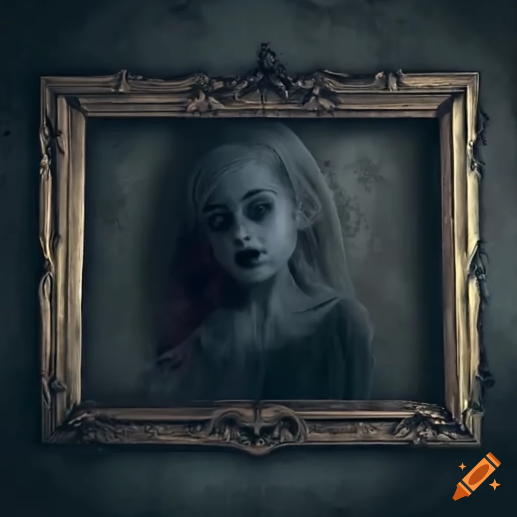 Eerie vintage picture frame with haunting halloween design on Craiyon