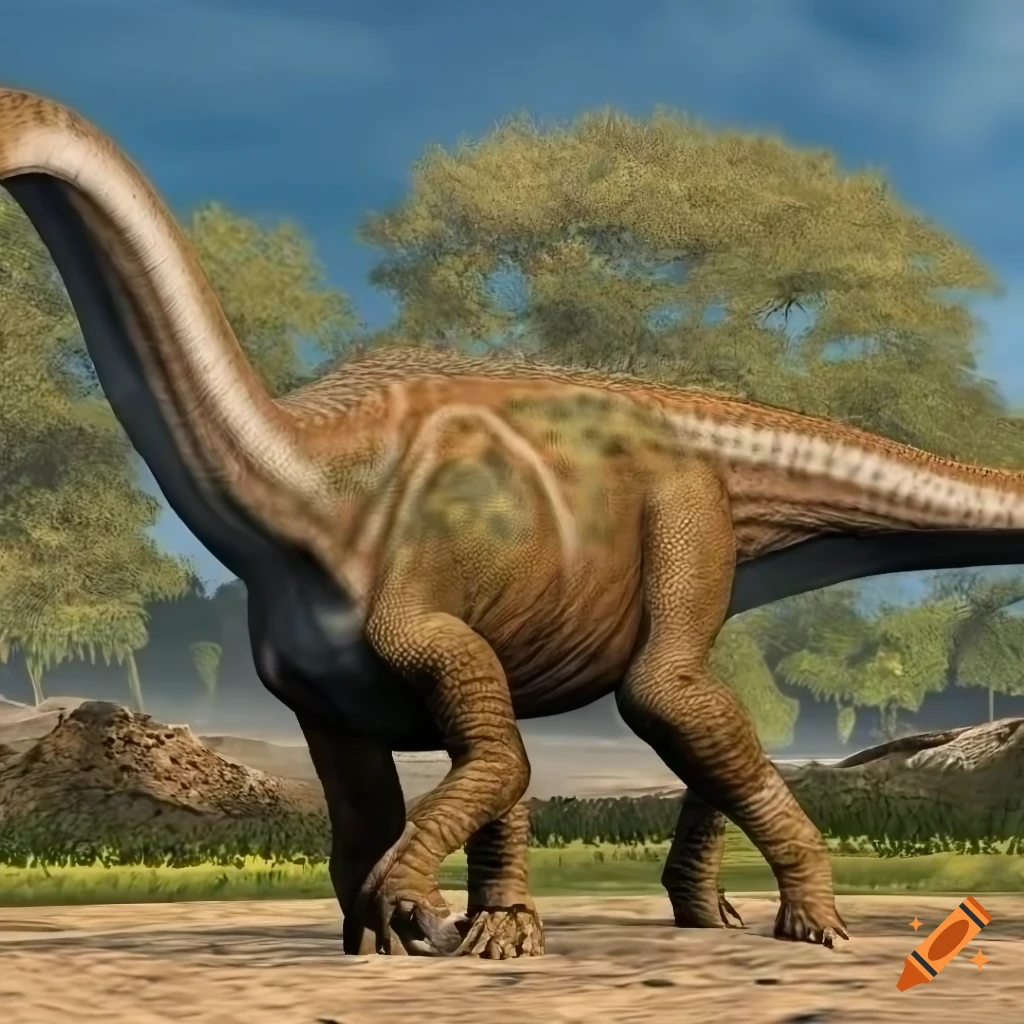 Hefty Hadrosaurus dinosaur with intricate motley color pattern and ...