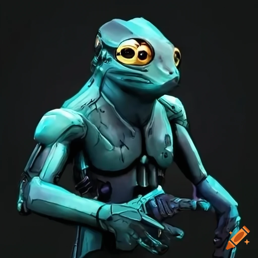 Futuristic cyber-frog concept on Craiyon