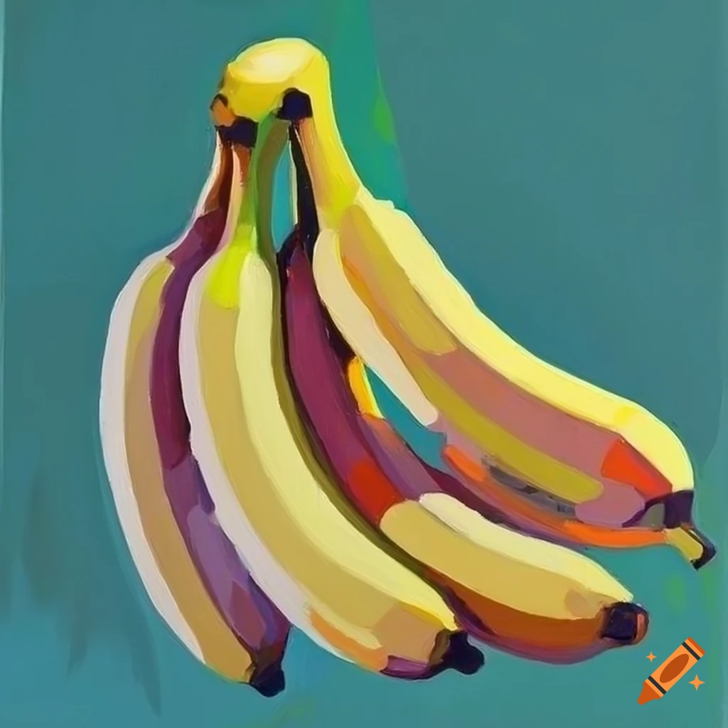 Colorful geometric composition of sliced bananas in oil painting on Craiyon