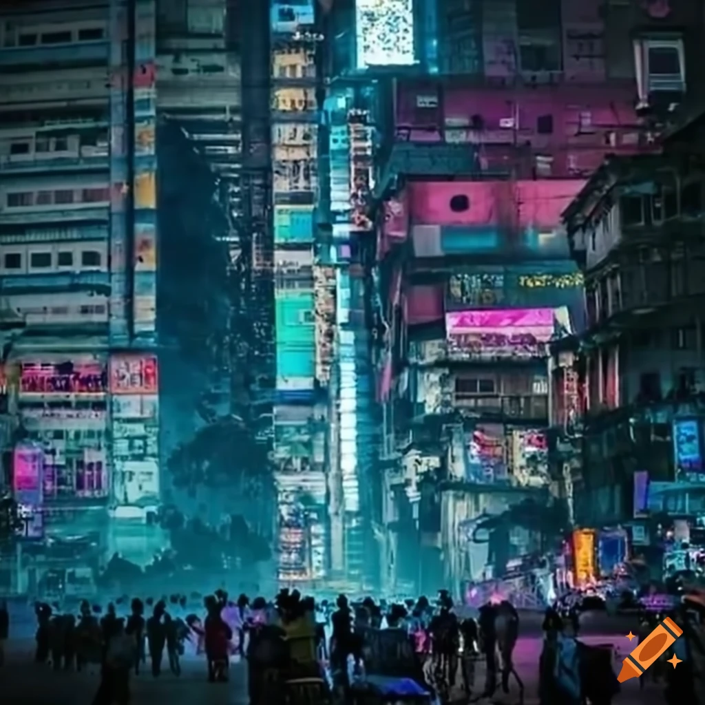 Cyberpunk future depiction of mumbai, a high-tech indian city on Craiyon