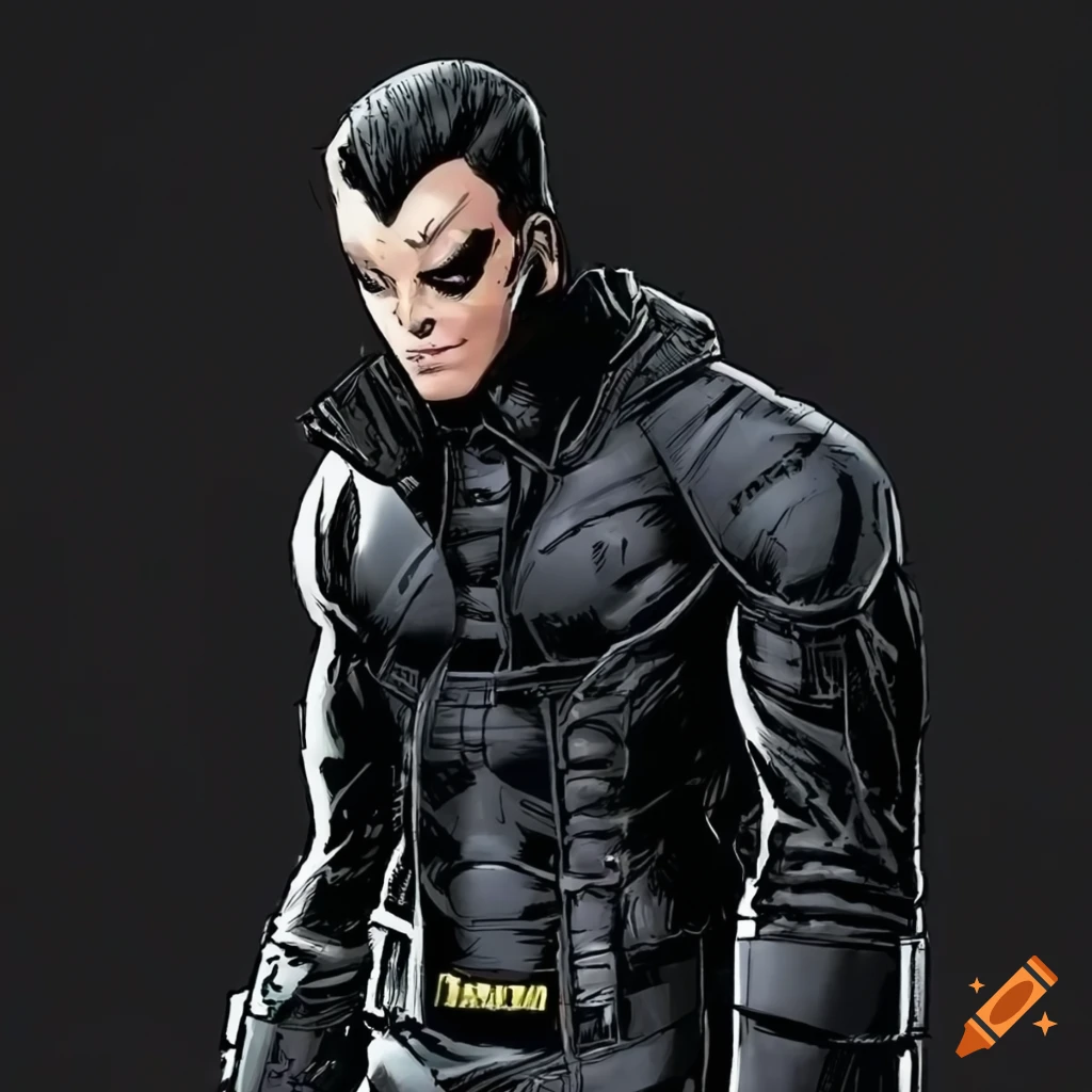 Comic book hero wearing a black jacket on Craiyon