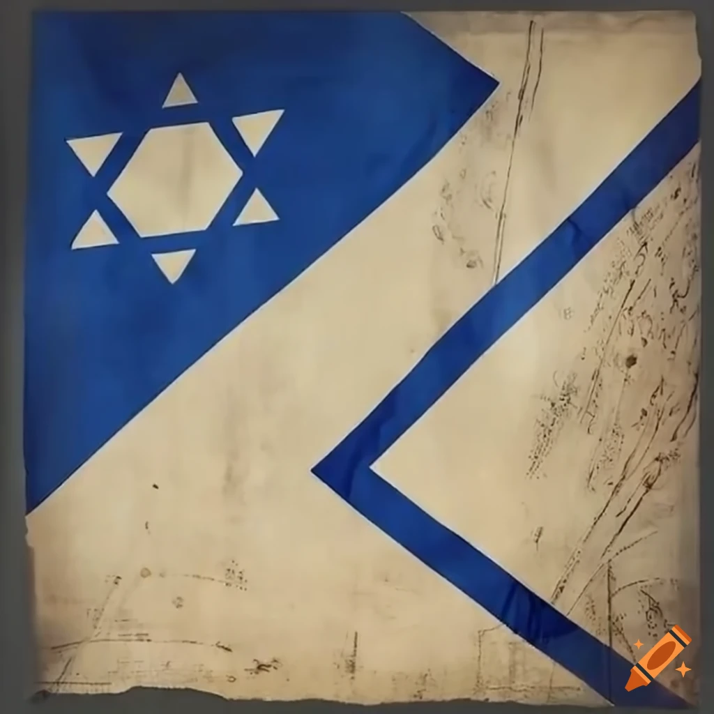 Flag of israel with hebrew writing and a regal lion on Craiyon