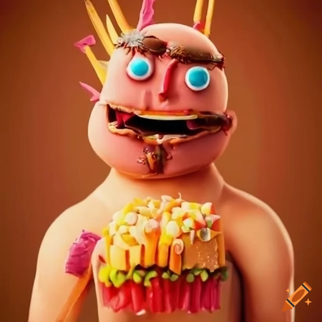 Sweet hero made of candies and confections on Craiyon